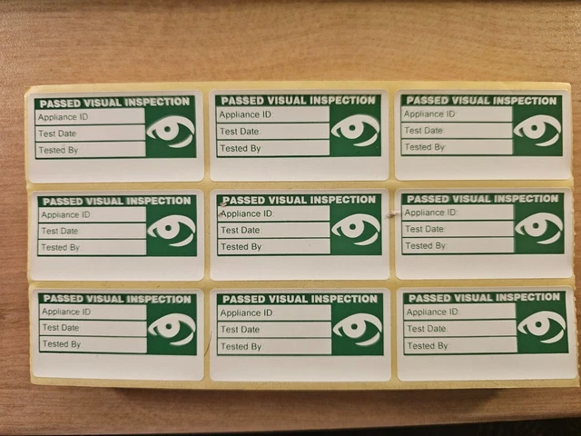PAT TEST LABELS 198 Pat Testing Stickers - VISUAL INSPECTION LABELS £4. ...