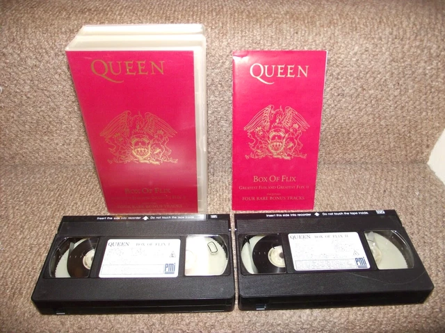 VINTAGE QUEEN BOX of Flix VHS Music Video 2 Cassettes Greatest Flix 1 ...