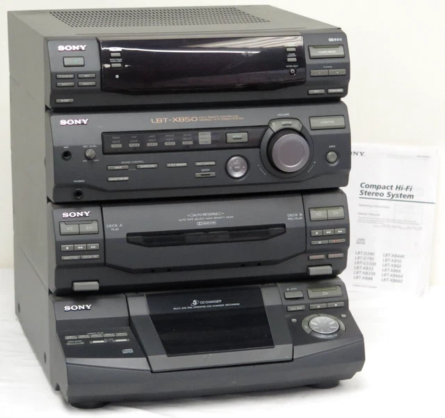 SONY LBT-XB50 COMPACT HiFi Stereo System 5CD Changer Cassette Deck ...