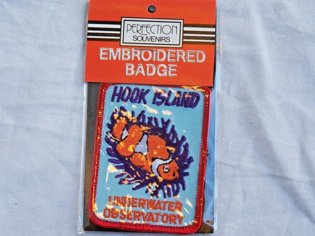 VINTAGE HOOK ISLAND Qld Embroidered Patch Souvenir Woven Cloth Sew-On Badge $19.00 - PicClick AU