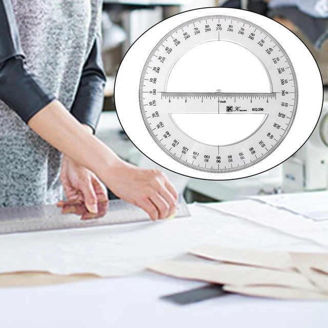 360 DEGREE PROTRACTOR Ruler Goniometer 25cm Angle Template Transparent ...