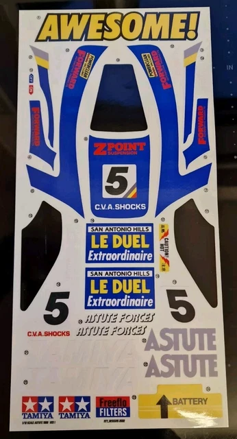 TAMIYA ASTUTE REPRODUCTION Vintage Decal Set 1989 RC Radio Controlled 1 ...