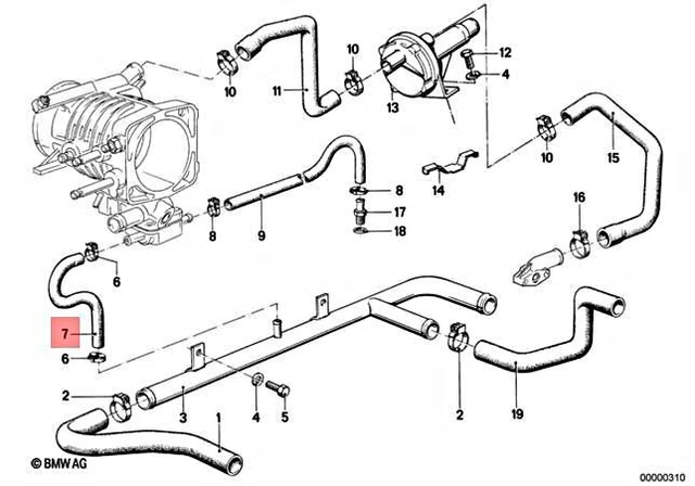 Genuine Bmw E23 E24 E28 Coupe Sedan Cooling System Water Hose Oem