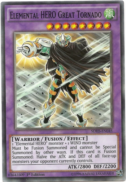 ELEMENTAL HERO GREAT Tornado SDHS-EN045 Yu-Gi-Oh Card 1st Edition New EUR 2,22 - PicClick FR