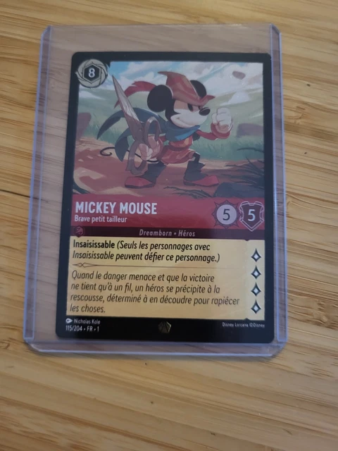CARTE DISNEY LORCANA Legendaire FOIL Mickey Mouse Brave Petit Tailleur ...