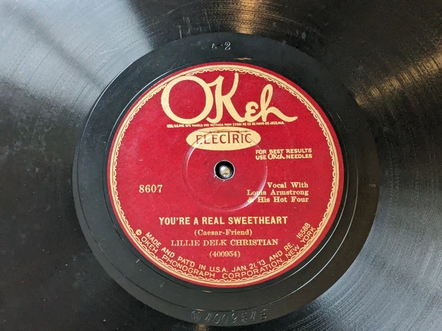 LILLIE DELK CHRISTIAN Louis Armstrong Okeh 8607 Jazz 78 E EUR 85,38 ...