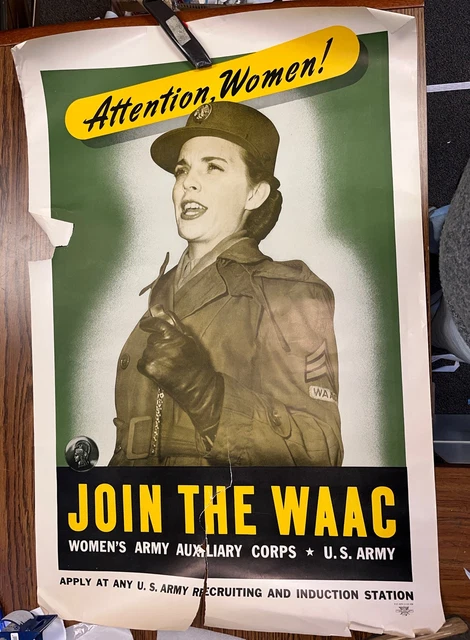 ORIGINAL 37 X 25 WWII Join the WAAC Women's Army Auxiliary Corps Poster ...