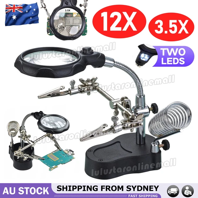 SOLDER 3RD HAND Soldering Iron Stand Holder Station Magnifier Helping ...
