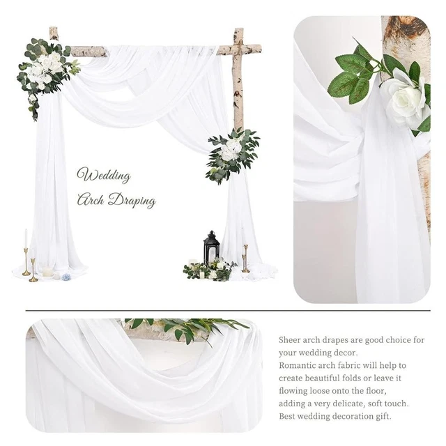 WEDDING ARCH DRAPING Fabric, 2 Panels 28" x 20ft White Chiffon Drapes ...