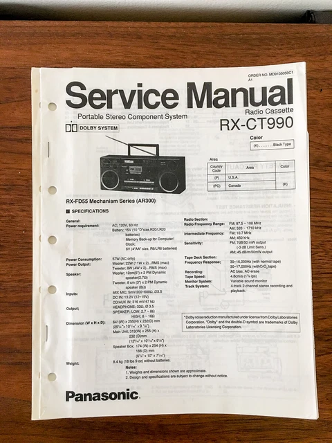 PANASONIC RX-CT990 RADIO Cassette Service Manual *Original* EUR 17,21 ...