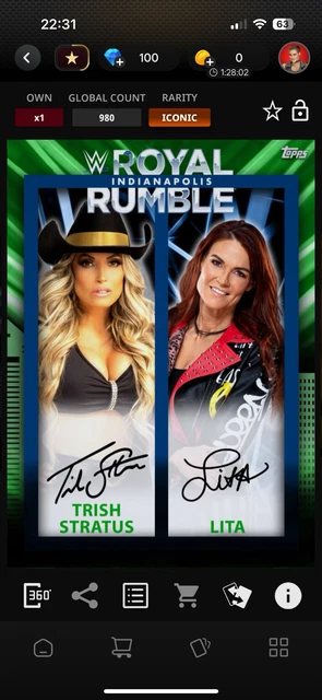 TOPPS WWE SLAM Trish Stratus/Lita Green Auto Iconic Digital Card Royal ...