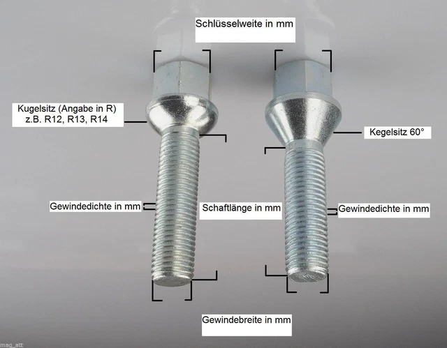 FELGENSCHLOSS OZ B48 Radschrauben M12x1,5x45mm R12 Kugelbund Alufelgen ...