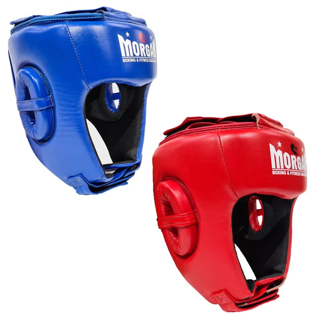PLATINUM LEATHER OPEN Face Head Guard - Boxing MMA Gear - Morgan Sports ...