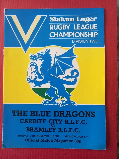 CARDIFF CITY DRAGONS v Bramley - Rugby League programme from 1981 £3.50 ...
