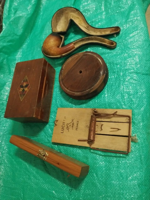 RARE ANCIEN GROS Lot Objet Art Populaire Bois Napoléon lll Vintage ...