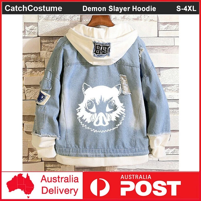 DEMON SLAYER HASHIBIRA Inosuke Denim Hoodie Jacket Button Down Jeans ...