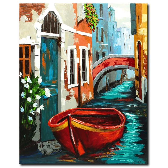 NOVAARTE ABSTRAKT MALEREI Acryl Bild Gemälde Venedig Kunst Modern Stadt ORIGINAL EUR 389,95 ...