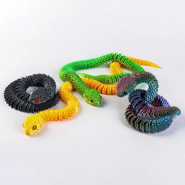 MULTICOLOR 3D PRINTED Snake Toy Animal Simulation Model Desktop ...
