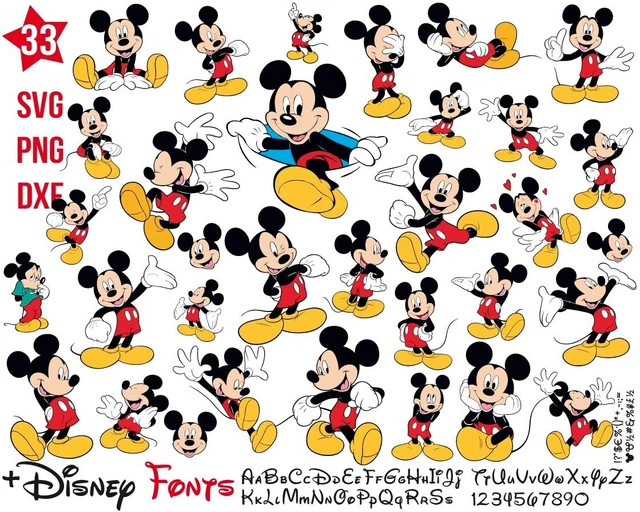 33 MICKEY MOUSE SVG Bundle, Disney font SVG for Cricut EUR 3,83 ...