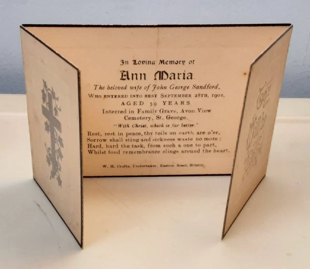 ANTIQUE 1901 VINTAGE Memorial Card In Loving Memory Excellent Condition ...