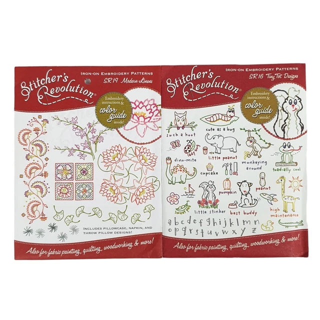 STITCHER'S REVOLUTION IRON-ON Embroidery Patterns #SR19 & SR16 Craft ...