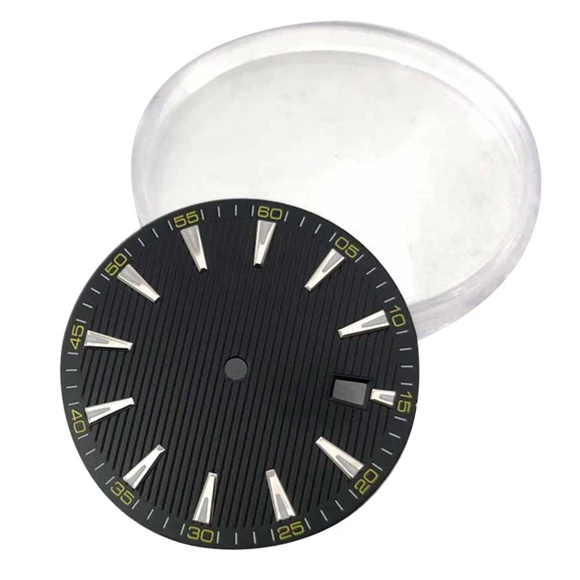 33.5MM BLACK+YELLOW WATCH Dial Face Plate Date @3 For NH35/NH35A ...