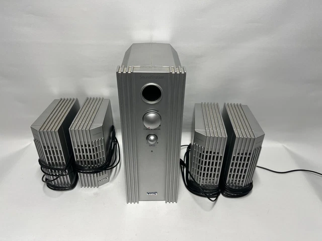 LOGIC SOUND STATION with 4 Speakers Passive Dual Pair Silver Retro £21. ...