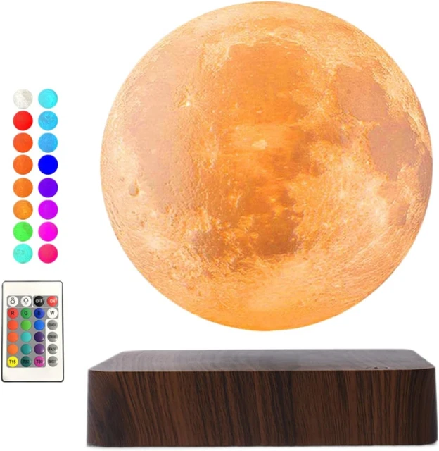 LEVITATING MOON LAMP 16 Colors, Magnetic Floating 3D LED Night Light ...