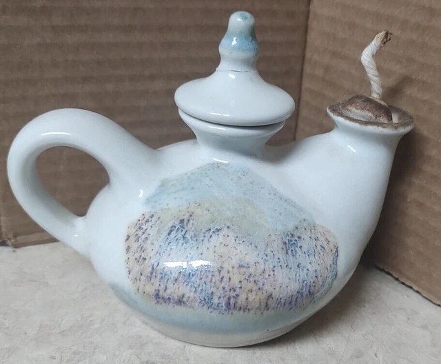 ART STUDIO PERSONAL Sized Vintage Teapot/Oil Lamp Matte Drip Lava Glaze ...