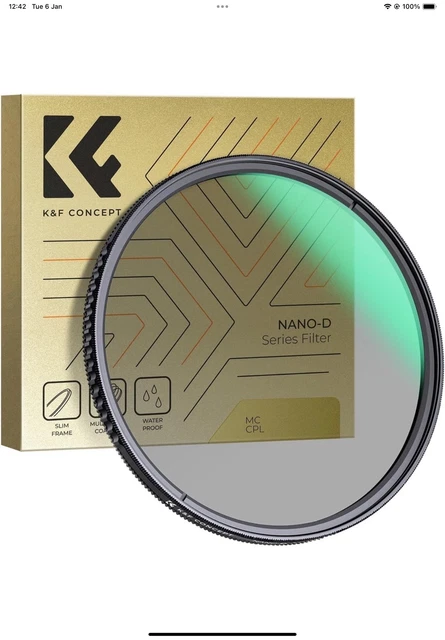 K&F CONCEPT 82MM Polarising Filter Circular Polarizing CPL (Nano-D ...