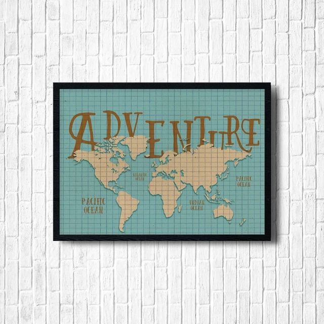 ADVENTURE WORLD MAP A3/A4 Poster * Children Kids Room Motivational ...