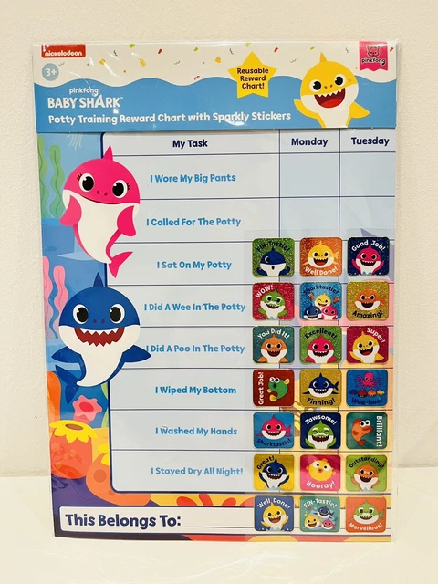 BABY SHARK POTTY Toilet Training Reward Chart with 56 Stickers Official ...