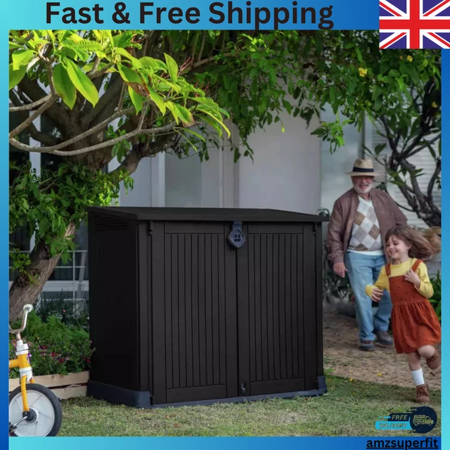 LARGE KETER STORE Garden Lockable Storage Box XL Shed Outside Bike Bin ...