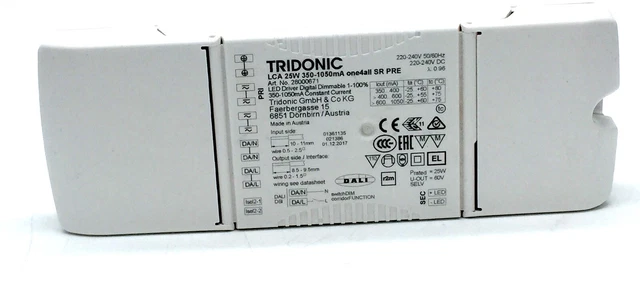 TRIDONIC LCA 28000671 25W 350-1050mA One4all SR PRE LED Driver IP20 EUR ...