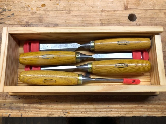 VINTAGE MARPLES & SONS Cabinetmakers Bench Chisels with Ash wood ...
