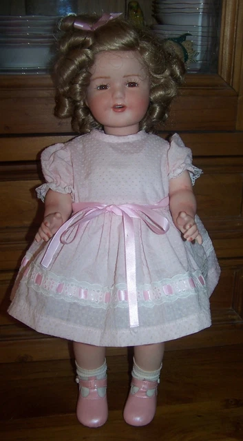 ARTIST MADE ALL Bisque Shirley Temple Doll In Pink $75.00 - PicClick AU