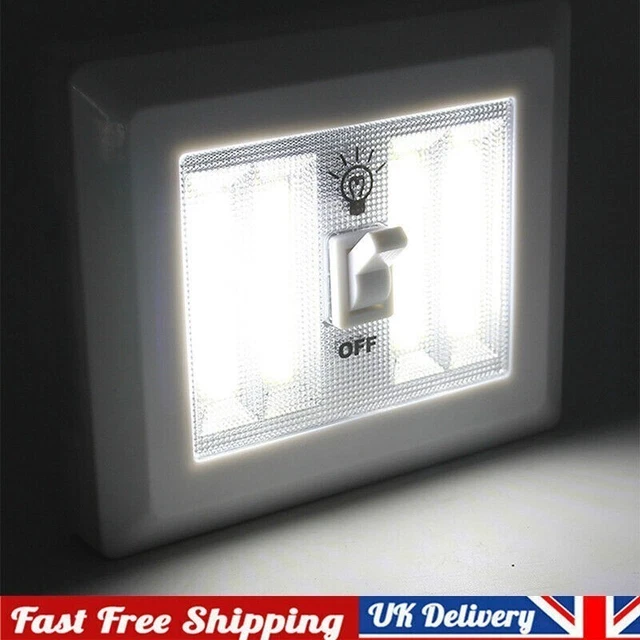 SUPER BRIGHT 4-COB LED Battery Powered Light Switch Portable Night Lamp ...