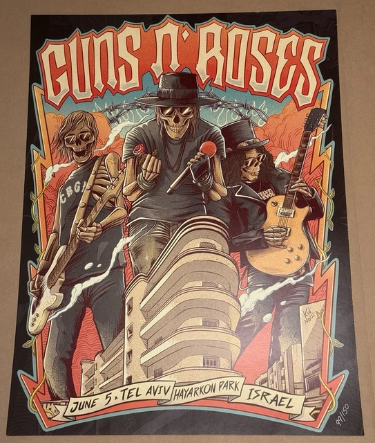 GUNS N' ROSES Tel Aviv 2023 Lithograph #99/150 Event Poster Limited ...