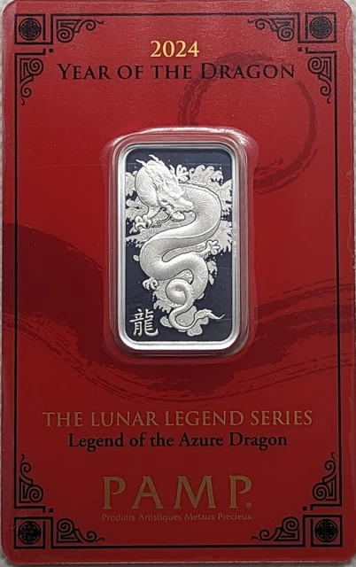 10 G SILVER Bar - PAMP - 2024 Year of the Dragon £4.38 - PicClick UK