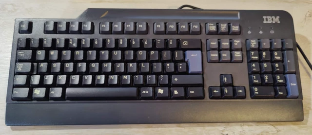 VINTAGE IBM PS2 Keyboard KB-0255 Black, Qwerty PS/2 - Tested, Excellent ...