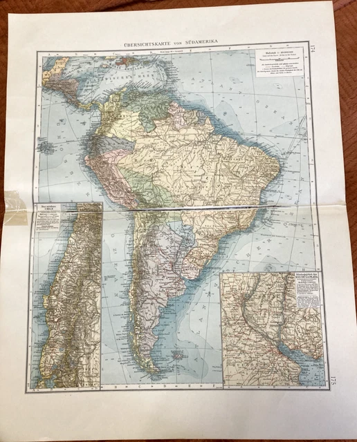 OLD MAP SOUTH America Summary Map. Middle Chile, Brazil, Colom £36.41 ...