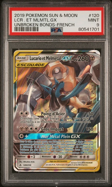 CARTE POKEMON LUCARIO et Melmetal GX Escouade 120/214 Soleil et Lune PSA 9 EUR 85,00 - PicClick FR