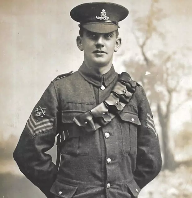 WW1 PHOTO POSTCARD British Sergeant Royal Artillery Soldier Handsome ...