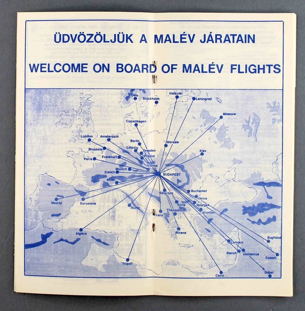 MALEV HUNGARIAN AIRLINES Airline Timetable Winter 1986/87 Route Map ...
