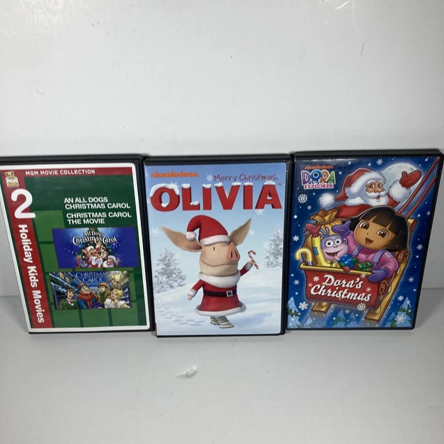 LOT OF 3 Holiday Christmas DVDs Kids Cartoons (Dora, Olivia, And An All ...