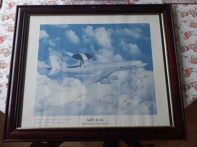 SIGNED CREW PHOTO NATO Boeing E-3A Sentry AWACS Aircraft Plane 90449 ...