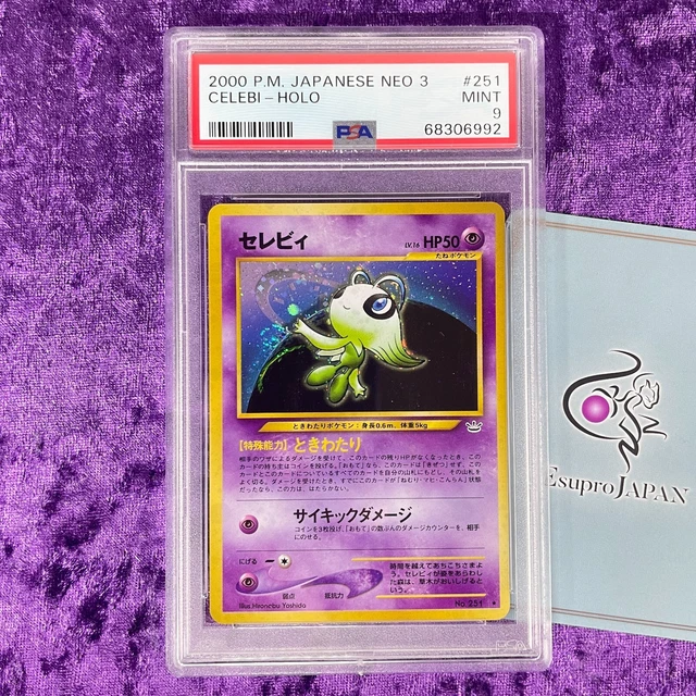 PSA 9 2000 Celebi Holo #251 Pokémon Japonais Neo 3 Comme neuf JCG Vintage Classé EUR 32,77 ...