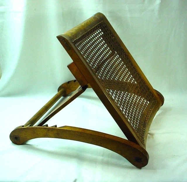ANTIQUE ADJUSTABLE FOLDING Beach Chair Picinic Chair Reed Back Rare ...