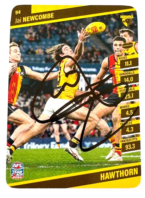 HAWTHORN HAWKS JAI Newcombe Signed 2024 Teamcoach Base Trading Card $8. ...