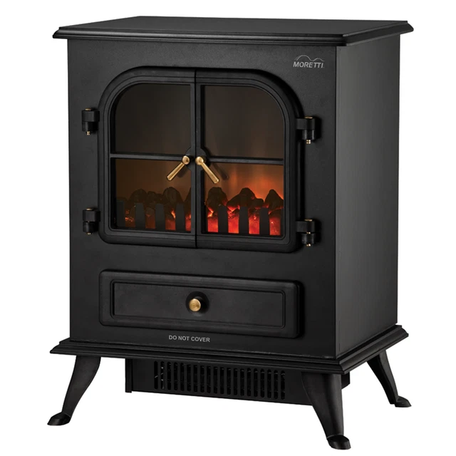 MORETTI ELECTRIC FIREPLACE HEATER Flame Effect 2-Heat Setting, Sturdy ...